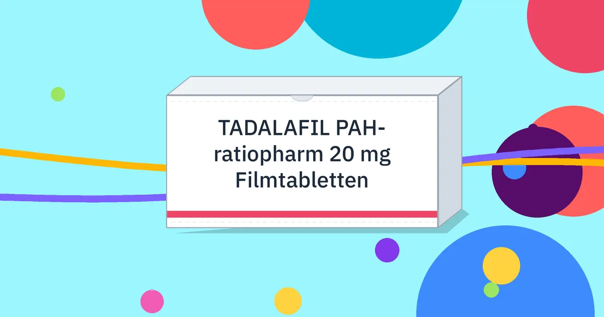 Symbolbild: Packung mit der Aufschrift TADALAFIL PAH-ratiopharm 20 mg Filmtabletten (PZN 13168534) – Verfügbarkeit und Bezug in Apotheken in Frankfurt am Main