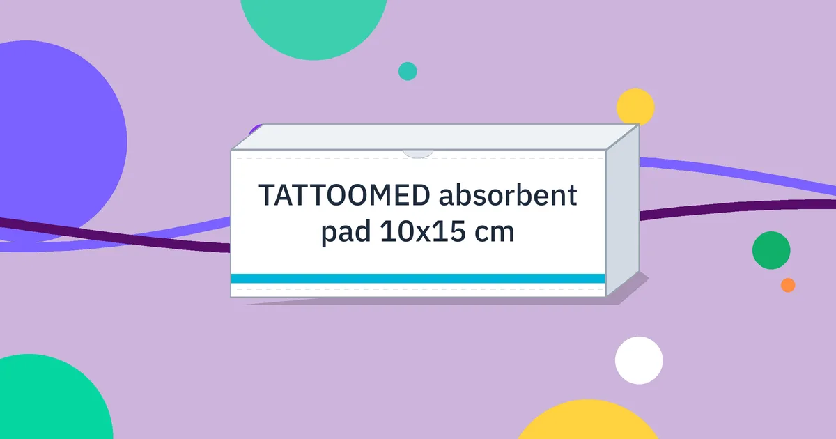 Symbolbild: Packung mit der Aufschrift TATTOOMED absorbent pad 10x15 cm (PZN 19289204) – Verfügbarkeit und Bezug in Apotheken in Frankfurt am Main