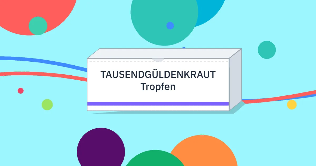 Symbolbild: Packung mit der Aufschrift TAUSENDGÜLDENKRAUT Tropfen (PZN 11052276) – Verfügbarkeit und Bezug in Apotheken in Frankfurt am Main