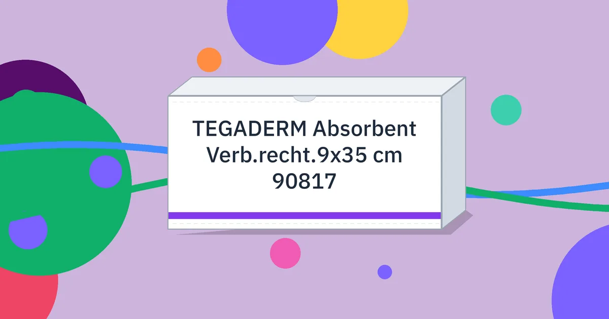 Symbolbild: Packung mit der Aufschrift TEGADERM Absorbent Verb.recht.9x35 cm 90817 (PZN 17606853) – Verfügbarkeit und Bezug in Apotheken in Frankfurt am Main