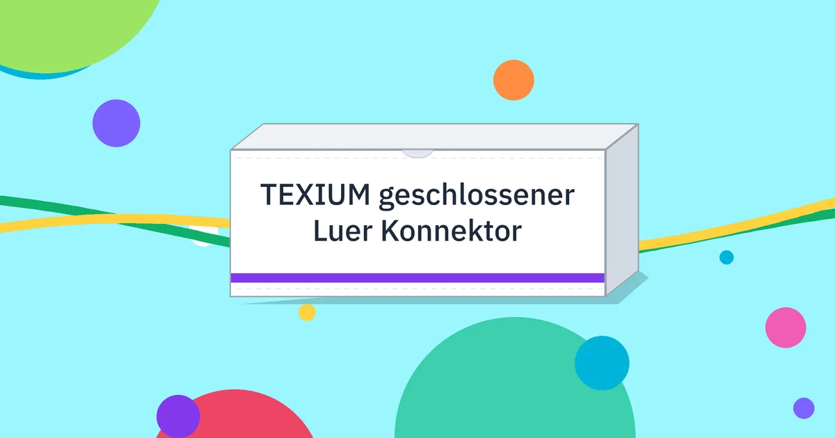 Symbolbild: Packung mit der Aufschrift TEXIUM geschlossener Luer Konnektor (PZN 20862229) – Verfügbarkeit und Bezug in Apotheken in Frankfurt am Main
