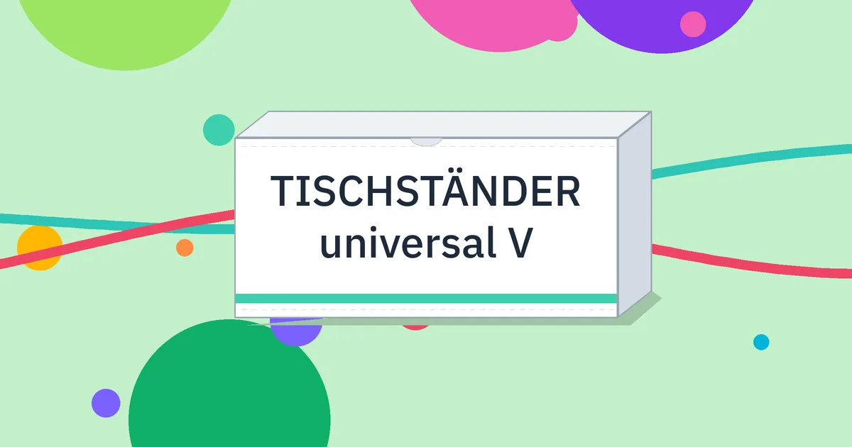 Symbolbild: Packung mit der Aufschrift TISCHSTÄNDER universal V (PZN 06466283) – Verfügbarkeit und Bezug in Apotheken in Frankfurt am Main