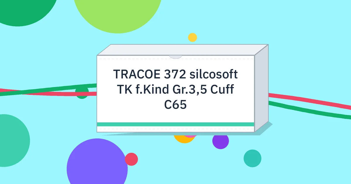 Symbolbild: Packung mit der Aufschrift TRACOE 372 silcosoft TK f.Kind Gr.3,5 Cuff C65 (PZN 14316215) – Verfügbarkeit und Bezug in Apotheken in Frankfurt am Main