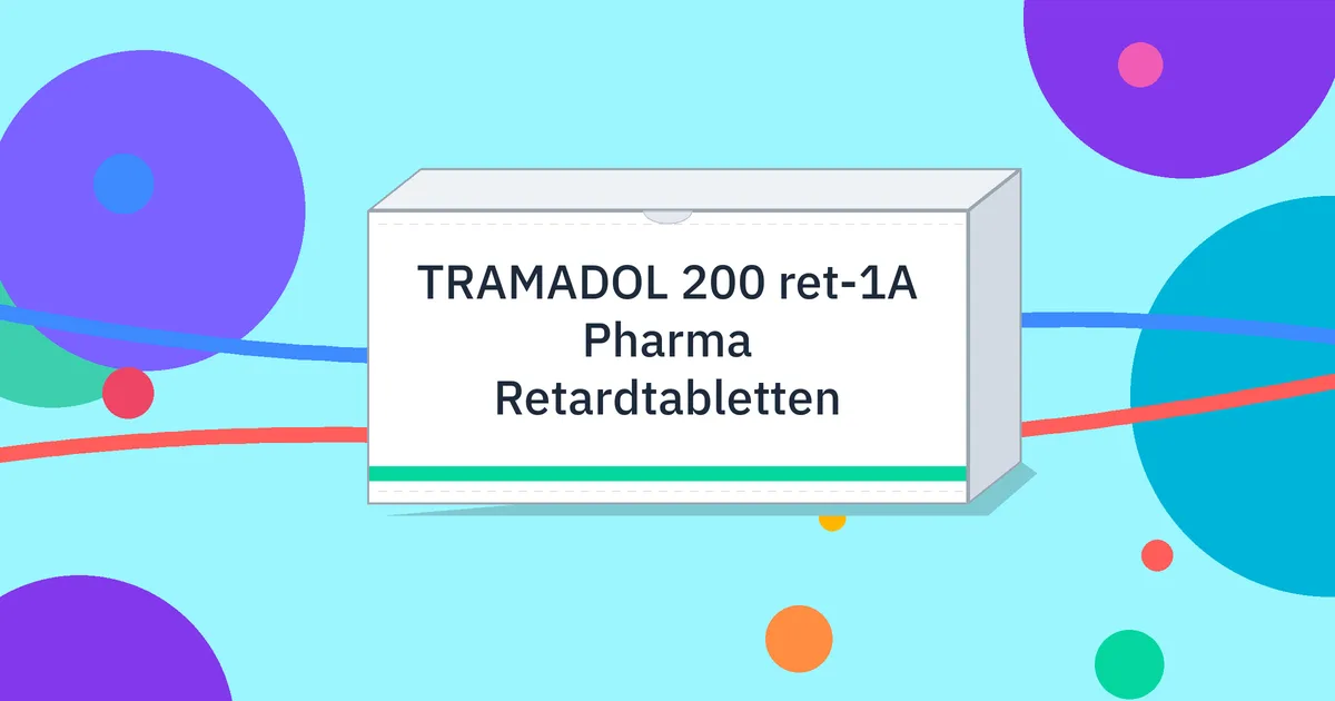 Symbolbild: Packung mit der Aufschrift TRAMADOL 200 ret-1A Pharma Retardtabletten (PZN 03480897) – Verfügbarkeit und Bezug in Apotheken in Frankfurt am Main