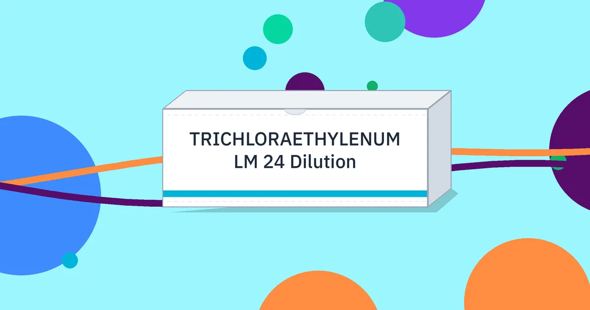 Symbolbild: Packung mit der Aufschrift TRICHLORAETHYLENUM LM 24 Dilution (PZN 13692152) – Verfügbarkeit und Bezug in Apotheken in Frankfurt am Main