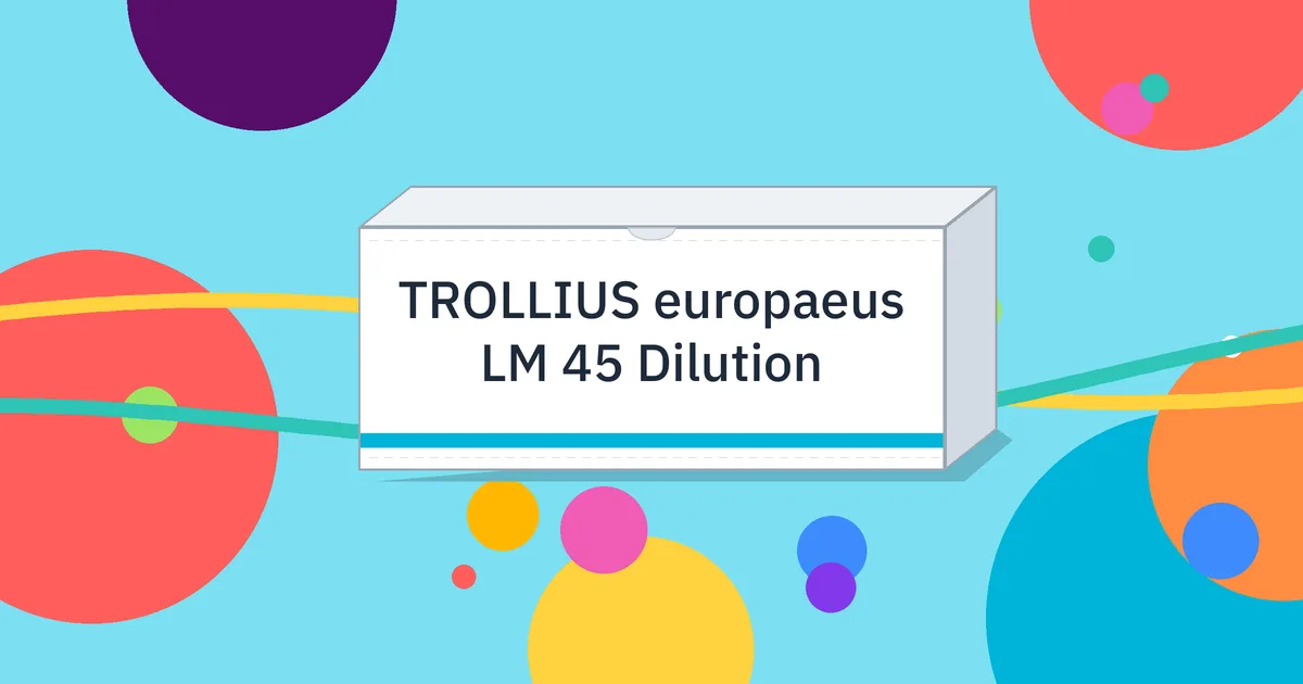 Symbolbild: Packung mit der Aufschrift TROLLIUS europaeus LM 45 Dilution (PZN 13252789) – Verfügbarkeit und Bezug in Apotheken in Frankfurt am Main