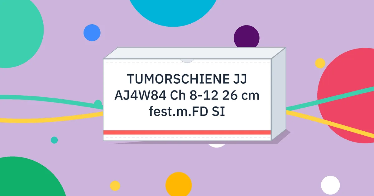Symbolbild: Packung mit der Aufschrift TUMORSCHIENE JJ AJ4W84 Ch 8-12 26 cm fest.m.FD SI (PZN 01588455) – Verfügbarkeit und Bezug in Apotheken in Frankfurt am Main