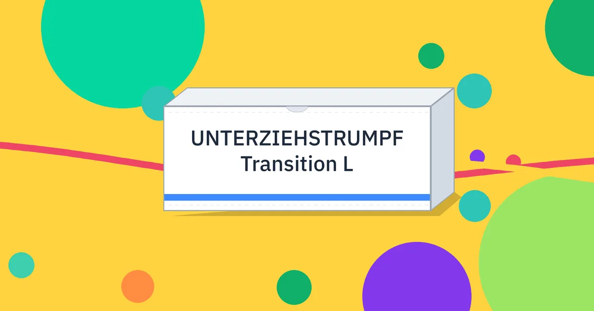 Symbolbild: Packung mit der Aufschrift UNTERZIEHSTRUMPF Transition L (PZN 18652743) – Verfügbarkeit und Bezug in Apotheken in Frankfurt am Main