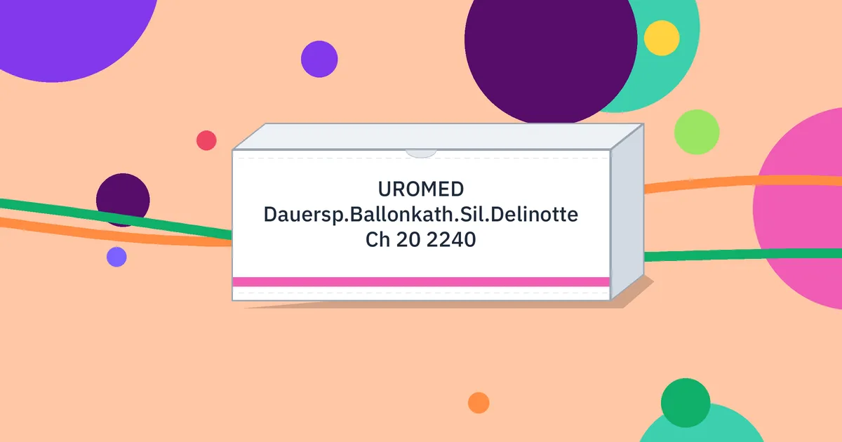 Symbolbild: Packung mit der Aufschrift UROMED Dauersp.Ballonkath.Sil.Delinotte Ch 20 2240 (PZN 03281028) – Verfügbarkeit und Bezug in Apotheken in Frankfurt am Main