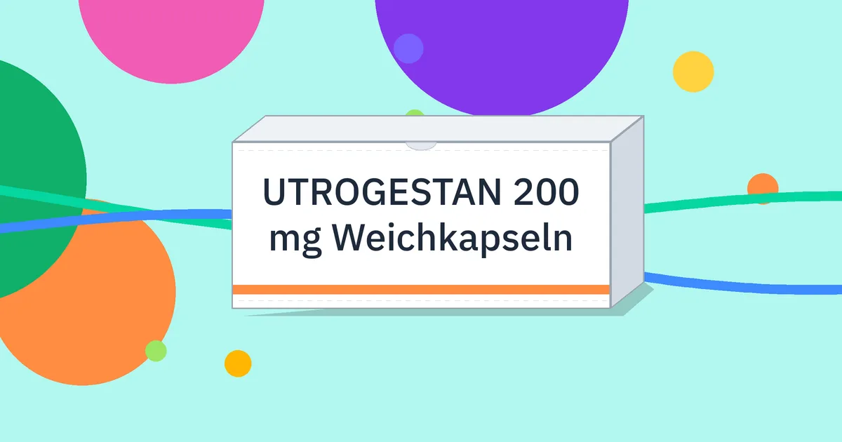 Symbolbild: Packung mit der Aufschrift UTROGESTAN 200 mg Weichkapseln (PZN 19488665) – Verfügbarkeit und Bezug in Apotheken in Frankfurt am Main