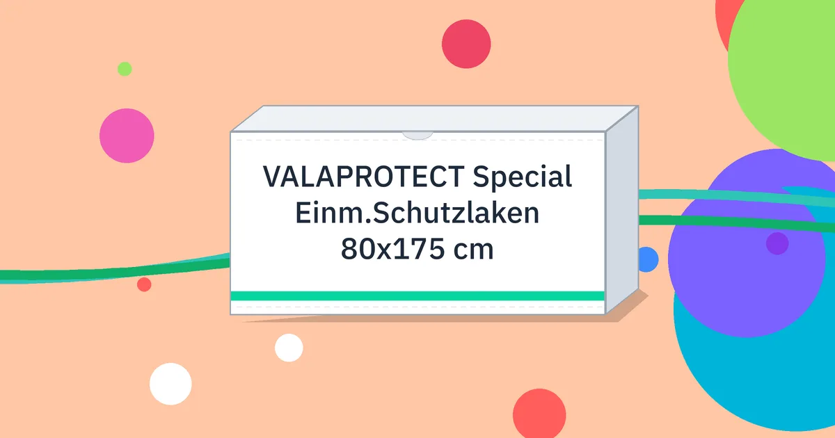 Symbolbild: Packung mit der Aufschrift VALAPROTECT Special Einm.Schutzlaken 80x175 cm (PZN 03128315) – Verfügbarkeit und Bezug in Apotheken in Frankfurt am Main