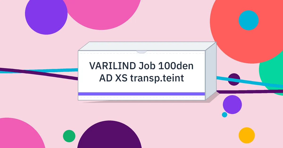 Symbolbild: Packung mit der Aufschrift VARILIND Job 100den AD XS transp.teint (PZN 04471713) – Verfügbarkeit und Bezug in Apotheken in Frankfurt am Main