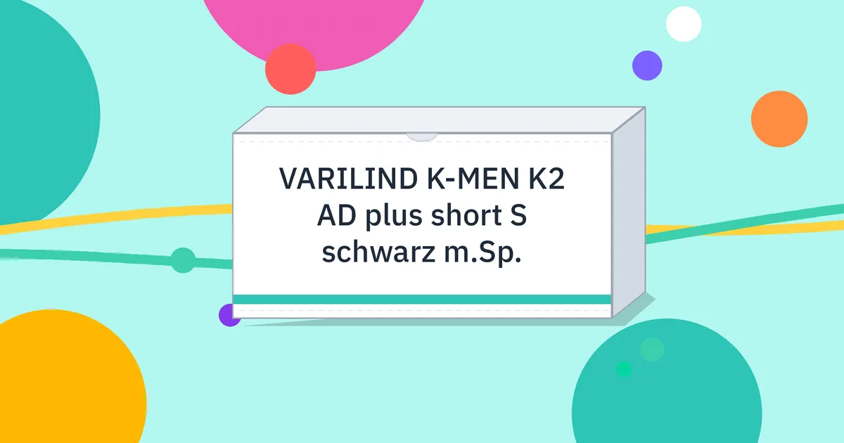 Symbolbild: Packung mit der Aufschrift VARILIND K-MEN K2 AD plus short S schwarz m.Sp. (PZN 20569593) – Verfügbarkeit und Bezug in Apotheken in Frankfurt am Main