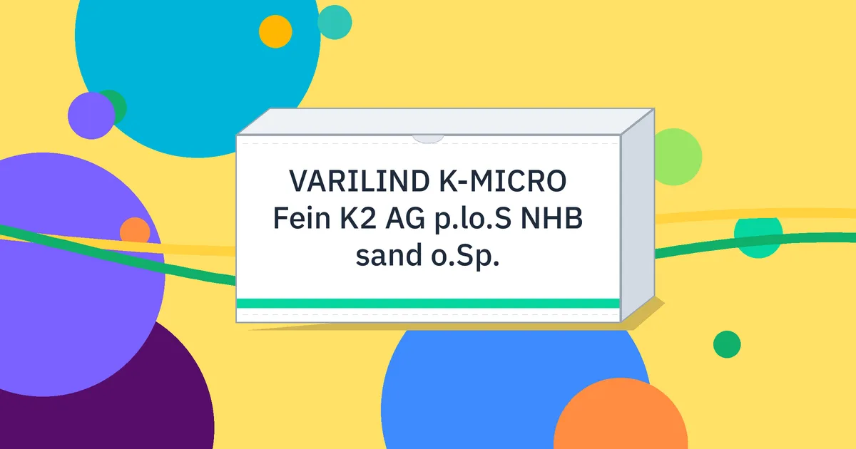 Symbolbild: Packung mit der Aufschrift VARILIND K-MICRO Fein K2 AG p.lo.S NHB sand o.Sp. (PZN 20556047) – Verfügbarkeit und Bezug in Apotheken in Frankfurt am Main