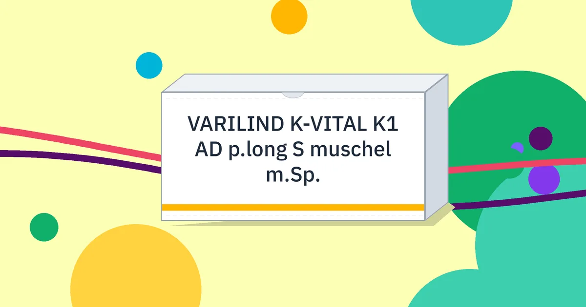 Symbolbild: Packung mit der Aufschrift VARILIND K-VITAL K1 AD p.long S muschel m.Sp. (PZN 20567105) – Verfügbarkeit und Bezug in Apotheken in Frankfurt am Main