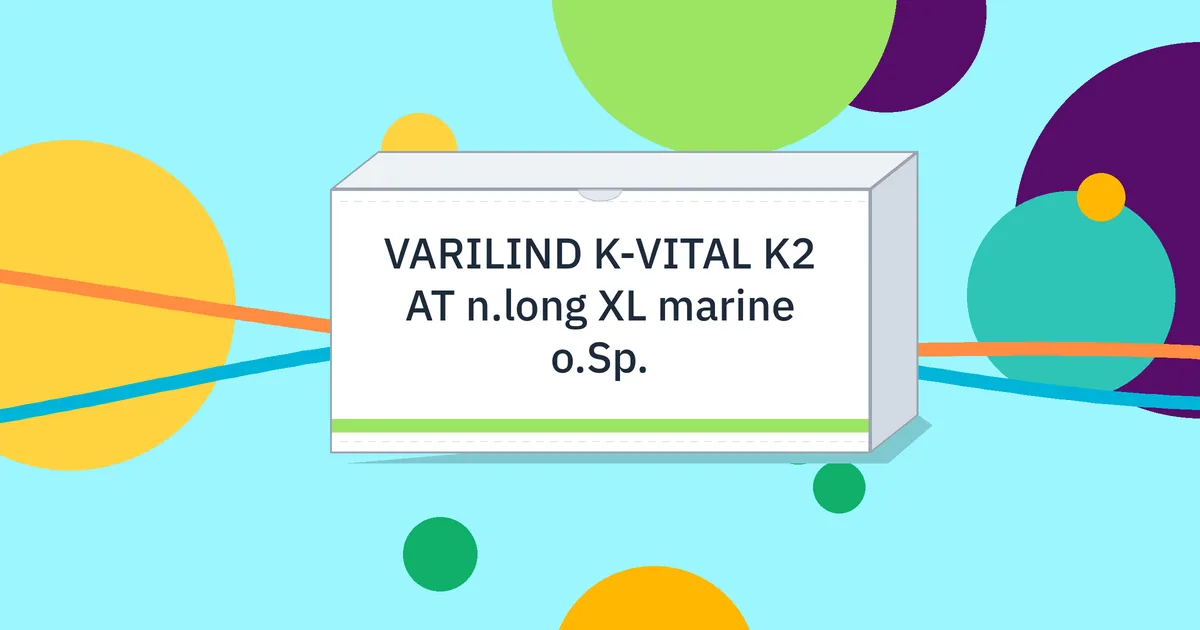 Symbolbild: Packung mit der Aufschrift VARILIND K-VITAL K2 AT n.long XL marine o.Sp. (PZN 20561775) – Verfügbarkeit und Bezug in Apotheken in Frankfurt am Main