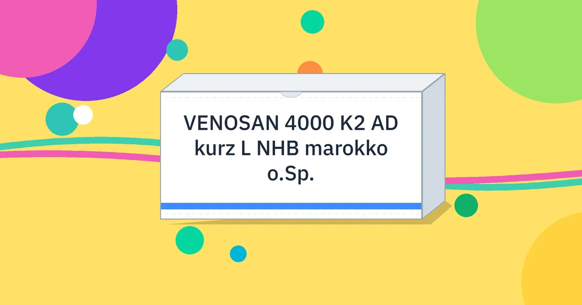 Symbolbild: Packung mit der Aufschrift VENOSAN 4000 K2 AD kurz L NHB marokko o.Sp. (PZN 14425826) – Verfügbarkeit und Bezug in Apotheken in Frankfurt am Main
