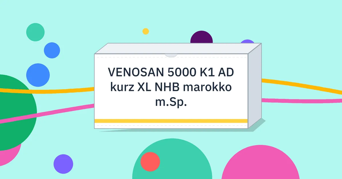 Symbolbild: Packung mit der Aufschrift VENOSAN 5000 K1 AD kurz XL NHB marokko m.Sp. (PZN 14431206) – Verfügbarkeit und Bezug in Apotheken in Frankfurt am Main
