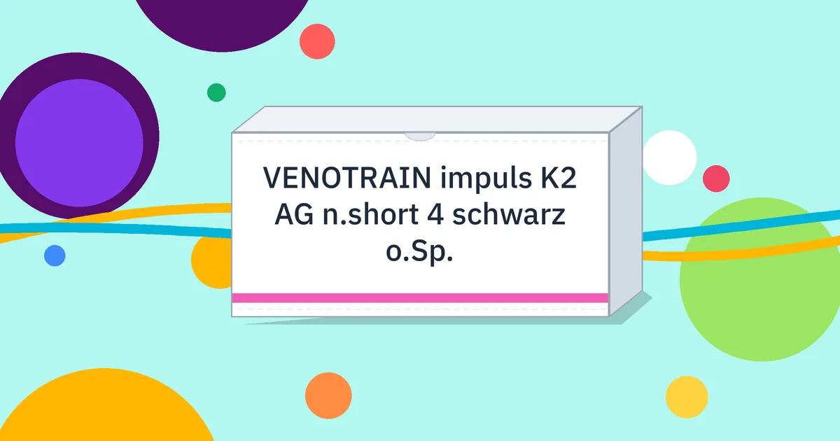 Symbolbild: Packung mit der Aufschrift VENOTRAIN impuls K2 AG n.short 4 schwarz o.Sp. (PZN 00496165) – Verfügbarkeit und Bezug in Apotheken in Frankfurt am Main