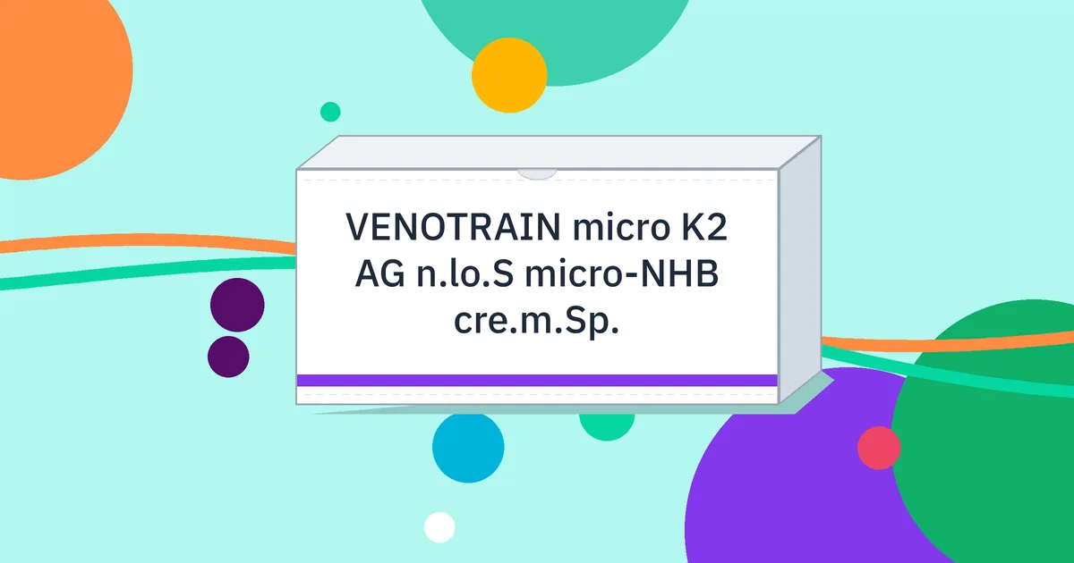 Symbolbild: Packung mit der Aufschrift VENOTRAIN micro K2 AG n.lo.S micro-NHB cre.m.Sp. (PZN 16064930) – Verfügbarkeit und Bezug in Apotheken in Frankfurt am Main