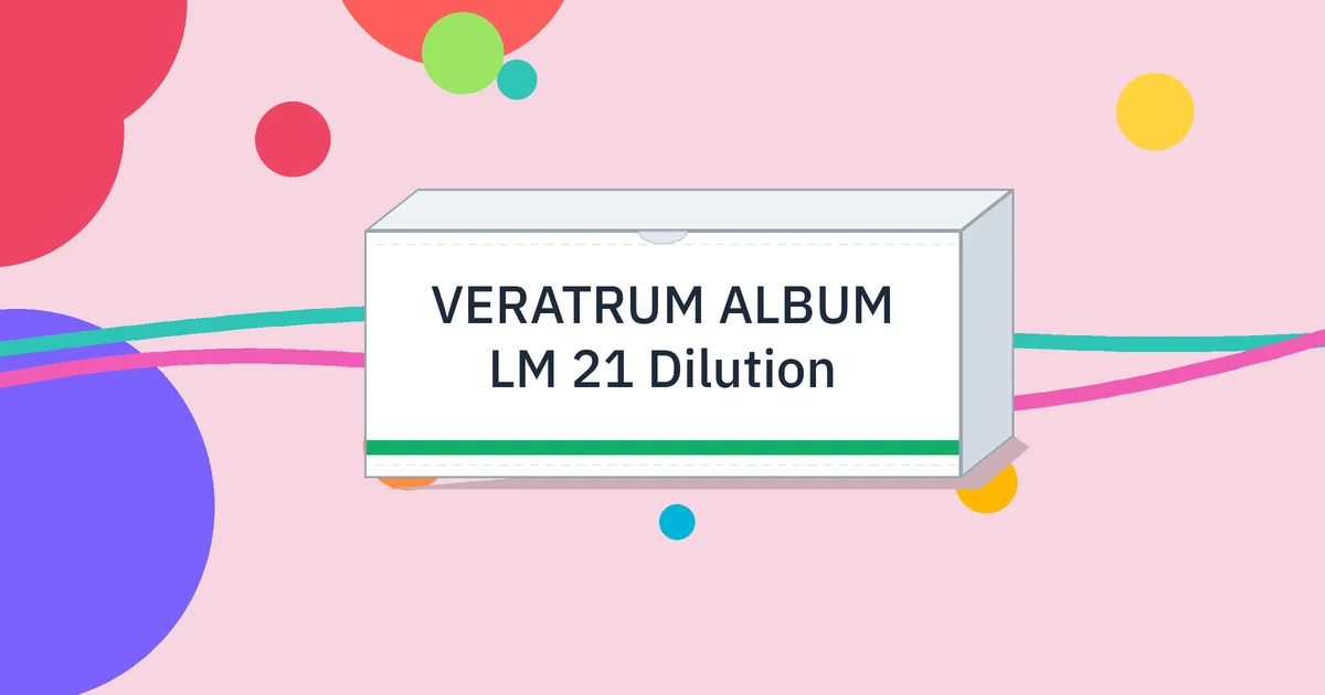 Symbolbild: Packung mit der Aufschrift VERATRUM ALBUM LM 21 Dilution (PZN 13264640) – Verfügbarkeit und Bezug in Apotheken in Frankfurt am Main