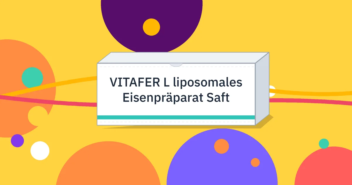 Symbolbild: Packung mit der Aufschrift VITAFER L liposomales Eisenpräparat Saft (PZN 19302382) – Verfügbarkeit und Bezug in Apotheken in Frankfurt am Main