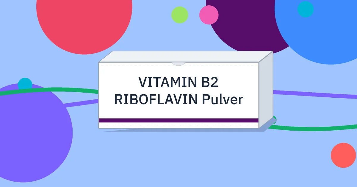 Symbolbild: Packung mit der Aufschrift VITAMIN B2 RIBOFLAVIN Pulver (PZN 16835847) – Verfügbarkeit und Bezug in Apotheken in Frankfurt am Main