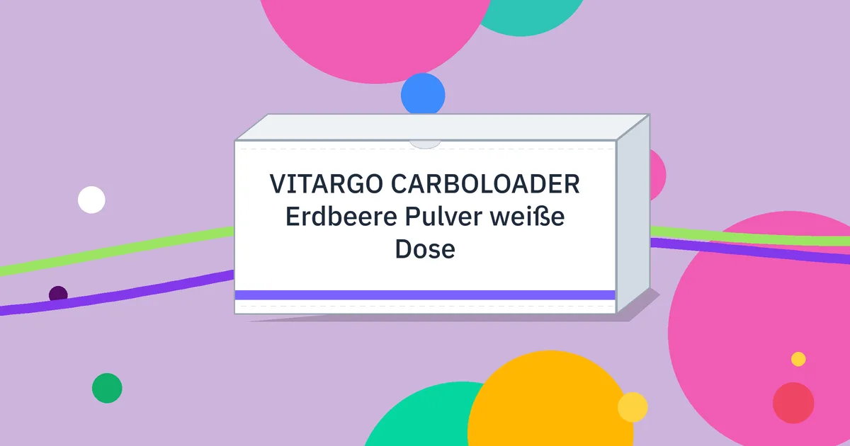 Symbolbild: Packung mit der Aufschrift VITARGO CARBOLOADER Erdbeere Pulver weiße Dose (PZN 11541176) – Verfügbarkeit und Bezug in Apotheken in Frankfurt am Main