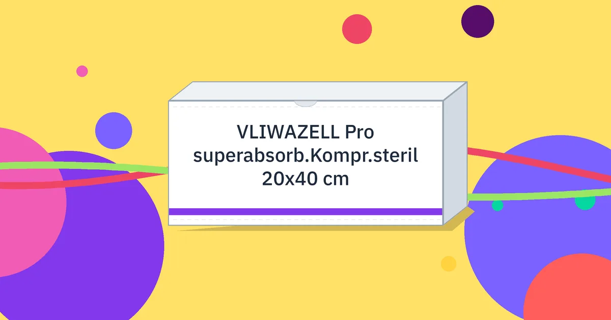 Symbolbild: Packung mit der Aufschrift VLIWAZELL Pro superabsorb.Kompr.steril 20x40 cm (PZN 20009552) – Verfügbarkeit und Bezug in Apotheken in Frankfurt am Main