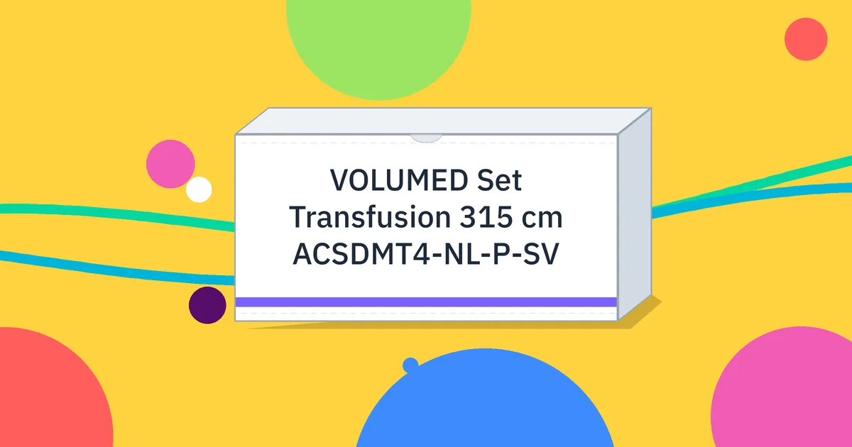 Symbolbild: Packung mit der Aufschrift VOLUMED Set Transfusion 315 cm ACSDMT4-NL-P-SV (PZN 13475153) – Verfügbarkeit und Bezug in Apotheken in Frankfurt am Main