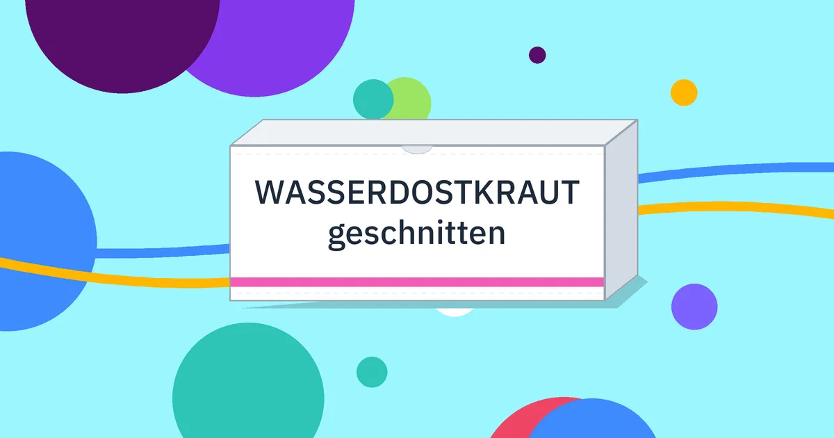 Symbolbild: Packung mit der Aufschrift WASSERDOSTKRAUT geschnitten (PZN 14032009) – Verfügbarkeit und Bezug in Apotheken in Frankfurt am Main