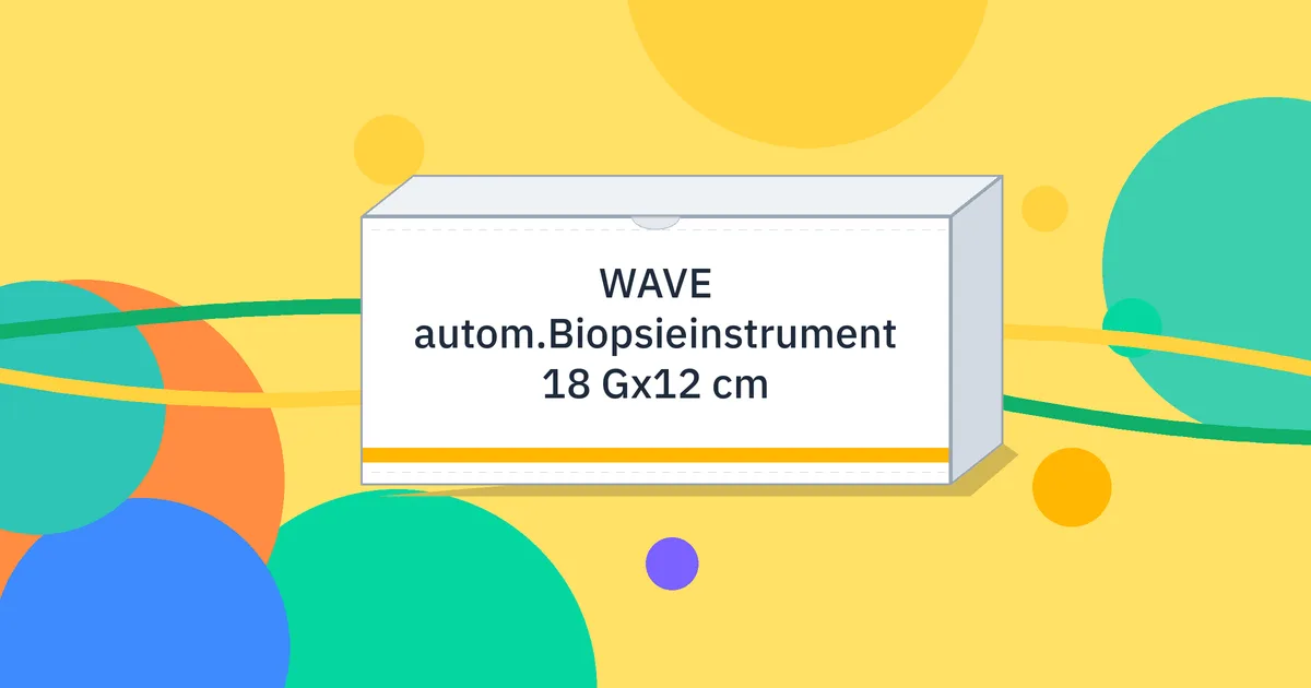 Symbolbild: Packung mit der Aufschrift WAVE autom.Biopsieinstrument 18 Gx12 cm (PZN 19530077) – Verfügbarkeit und Bezug in Apotheken in Frankfurt am Main