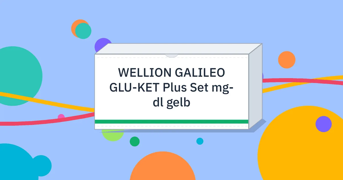 Symbolbild: Packung mit der Aufschrift WELLION GALILEO GLU-KET Plus Set mg-dl gelb (PZN 12582800) – Verfügbarkeit und Bezug in Apotheken in Frankfurt am Main