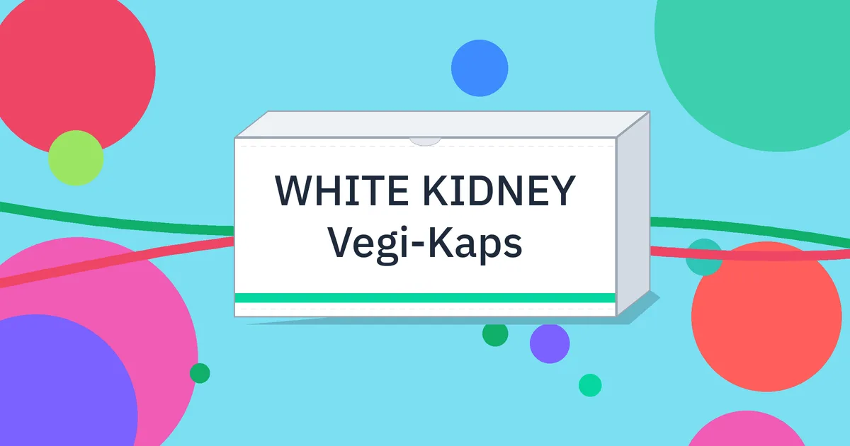 Symbolbild: Packung mit der Aufschrift WHITE KIDNEY Vegi-Kaps (PZN 05518517) – Verfügbarkeit und Bezug in Apotheken in Frankfurt am Main