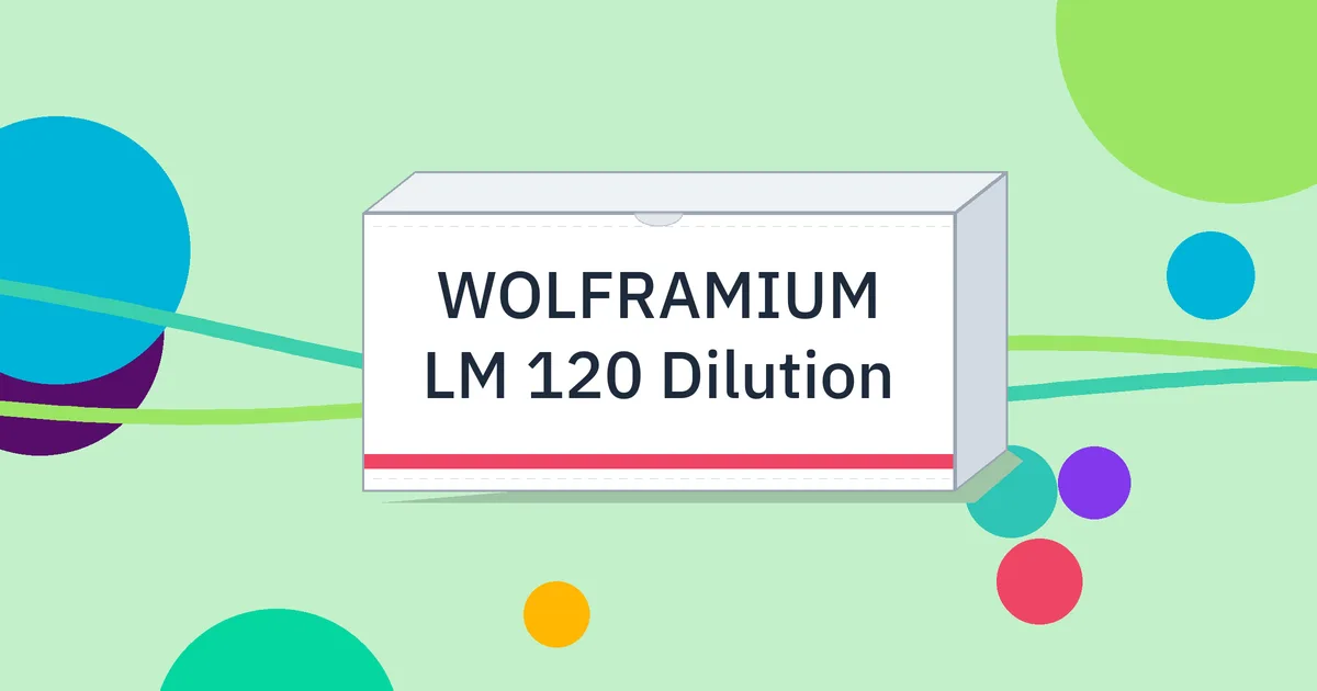 Symbolbild: Packung mit der Aufschrift WOLFRAMIUM LM 120 Dilution (PZN 13281288) – Verfügbarkeit und Bezug in Apotheken in Frankfurt am Main