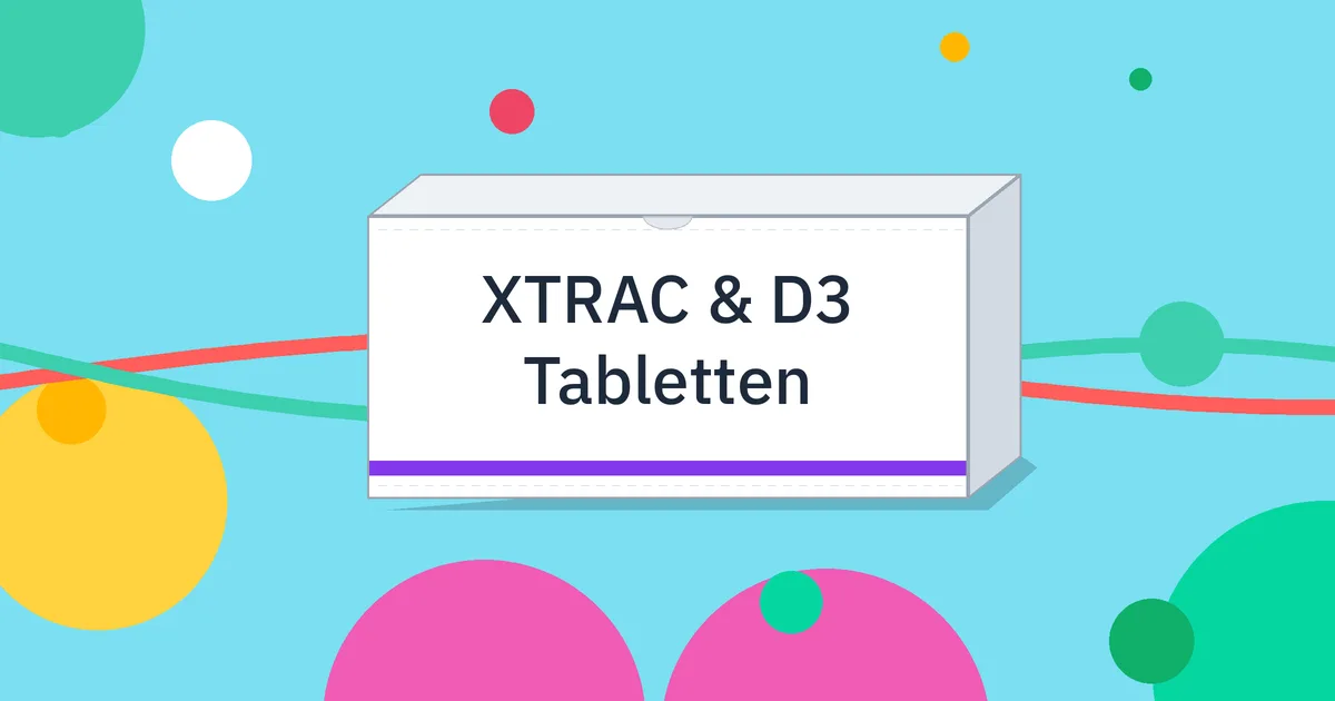 Symbolbild: Packung mit der Aufschrift XTRAC & D3 Tabletten (PZN 16708586) – Verfügbarkeit und Bezug in Apotheken in Frankfurt am Main