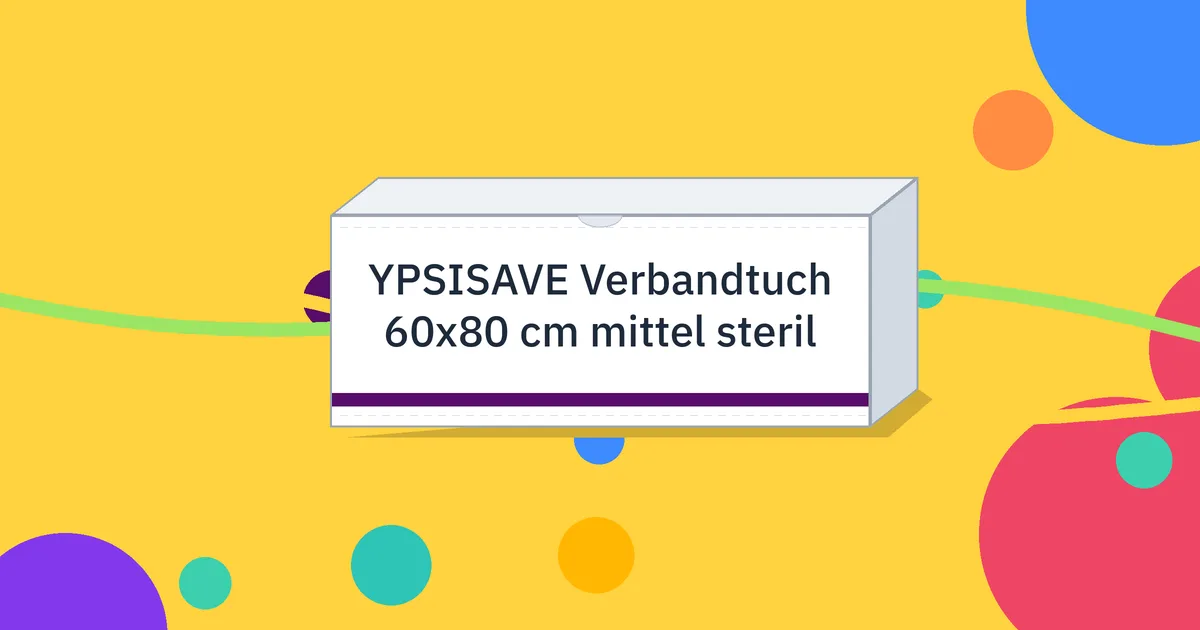 Symbolbild: Packung mit der Aufschrift YPSISAVE Verbandtuch 60x80 cm mittel steril (PZN 20364750) – Verfügbarkeit und Bezug in Apotheken in Frankfurt am Main