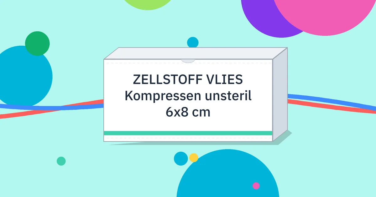 Symbolbild: Packung mit der Aufschrift ZELLSTOFF VLIES Kompressen unsteril 6x8 cm (PZN 04082549) – Verfügbarkeit und Bezug in Apotheken in Frankfurt am Main