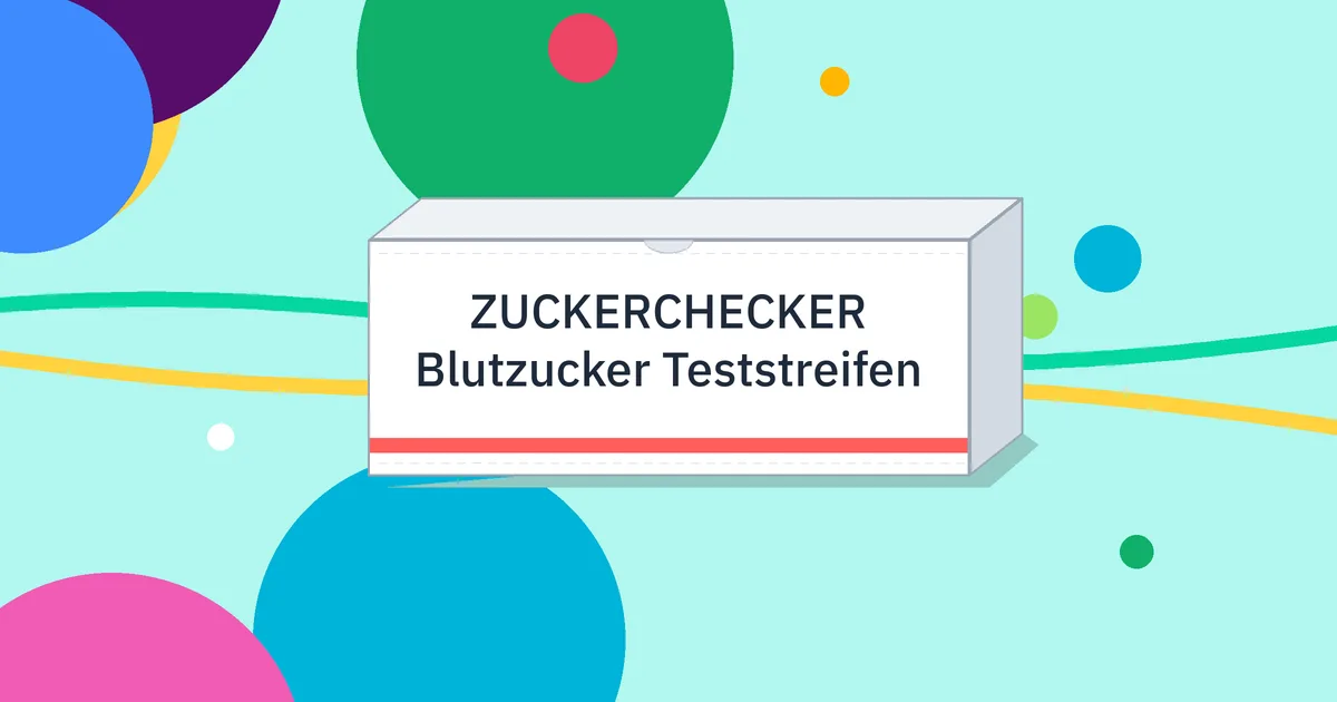 Symbolbild: Packung mit der Aufschrift ZUCKERCHECKER Blutzucker Teststreifen (PZN 09278398) – Verfügbarkeit und Bezug in Apotheken in Frankfurt am Main