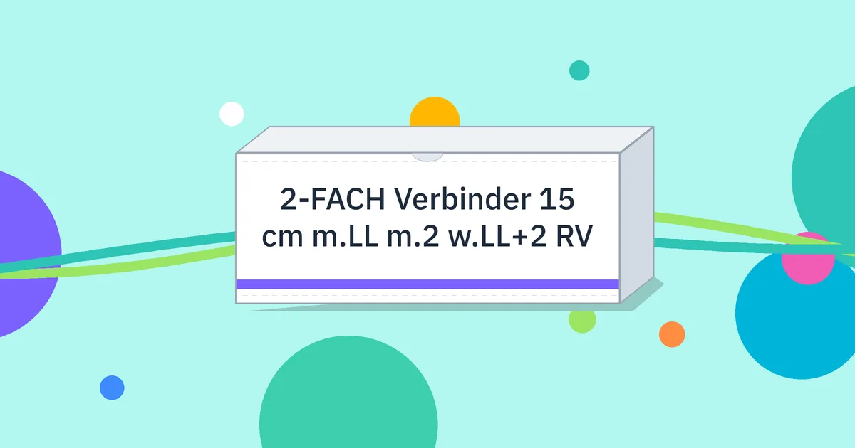 Symbolbild: Packung mit der Aufschrift 2-FACH Verbinder 15 cm m.LL m.2 w.LL+2 RV (PZN 08429458) – Verfügbarkeit und Bezug in Apotheken in Frankfurt am Main