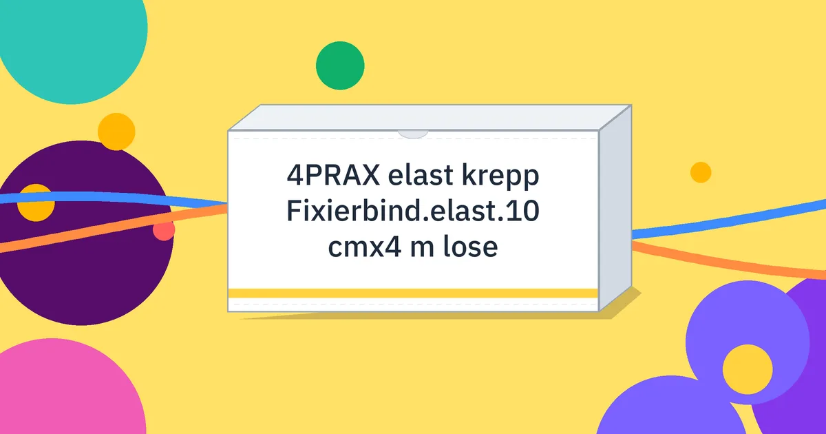 Symbolbild: Packung mit der Aufschrift 4PRAX elast krepp Fixierbind.elast.10 cmx4 m lose (PZN 20230156) – Verfügbarkeit und Bezug in Apotheken in Frankfurt am Main
