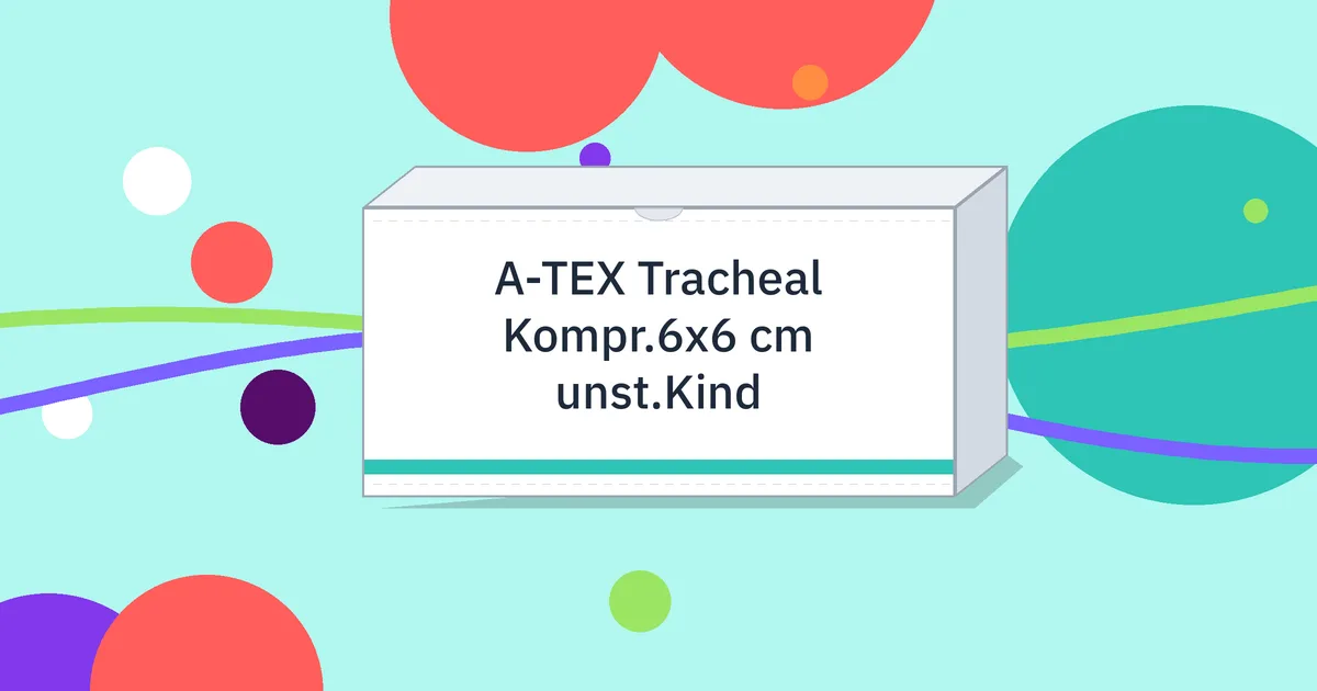 Symbolbild: Packung mit der Aufschrift A-TEX Tracheal Kompr.6x6 cm unst.Kind (PZN 09285435) – Verfügbarkeit und Bezug in Apotheken in Frankfurt am Main