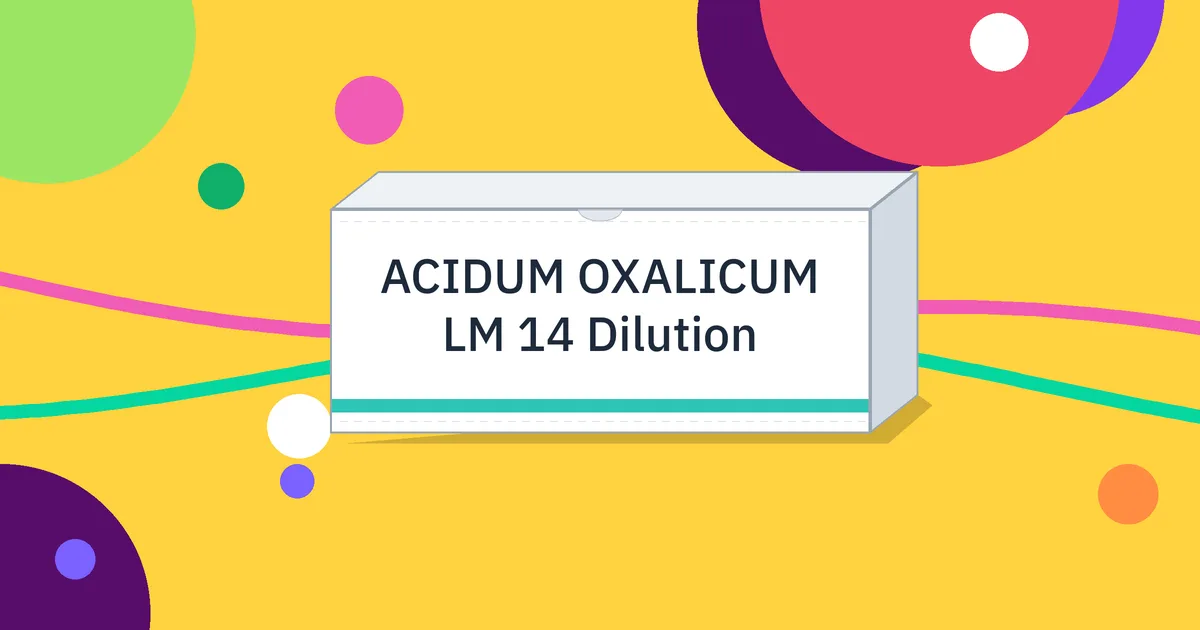 Symbolbild: Packung mit der Aufschrift ACIDUM OXALICUM LM 14 Dilution (PZN 13281064) – Verfügbarkeit und Bezug in Apotheken in Frankfurt am Main