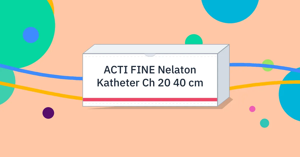 Symbolbild: Packung mit der Aufschrift ACTI FINE Nelaton Katheter Ch 20 40 cm (PZN 09616429) – Verfügbarkeit und Bezug in Apotheken in Frankfurt am Main