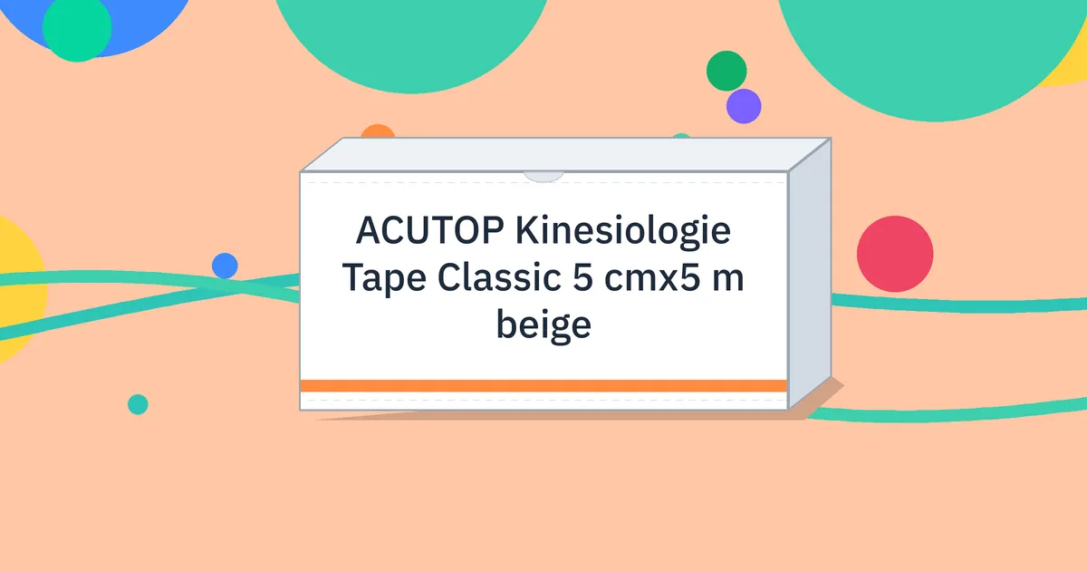 Symbolbild: Packung mit der Aufschrift ACUTOP Kinesiologie Tape Classic 5 cmx5 m beige (PZN 14180069) – Verfügbarkeit und Bezug in Apotheken in Frankfurt am Main
