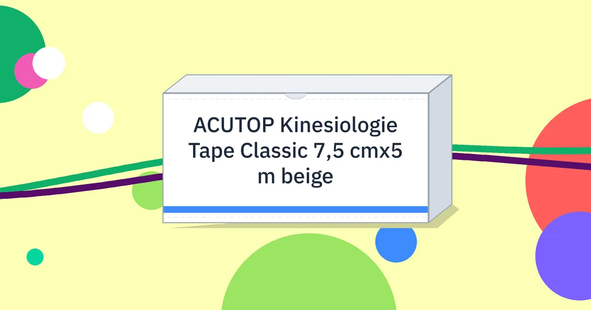 Symbolbild: Packung mit der Aufschrift ACUTOP Kinesiologie Tape Classic 7,5 cmx5 m beige (PZN 18083015) – Verfügbarkeit und Bezug in Apotheken in Frankfurt am Main