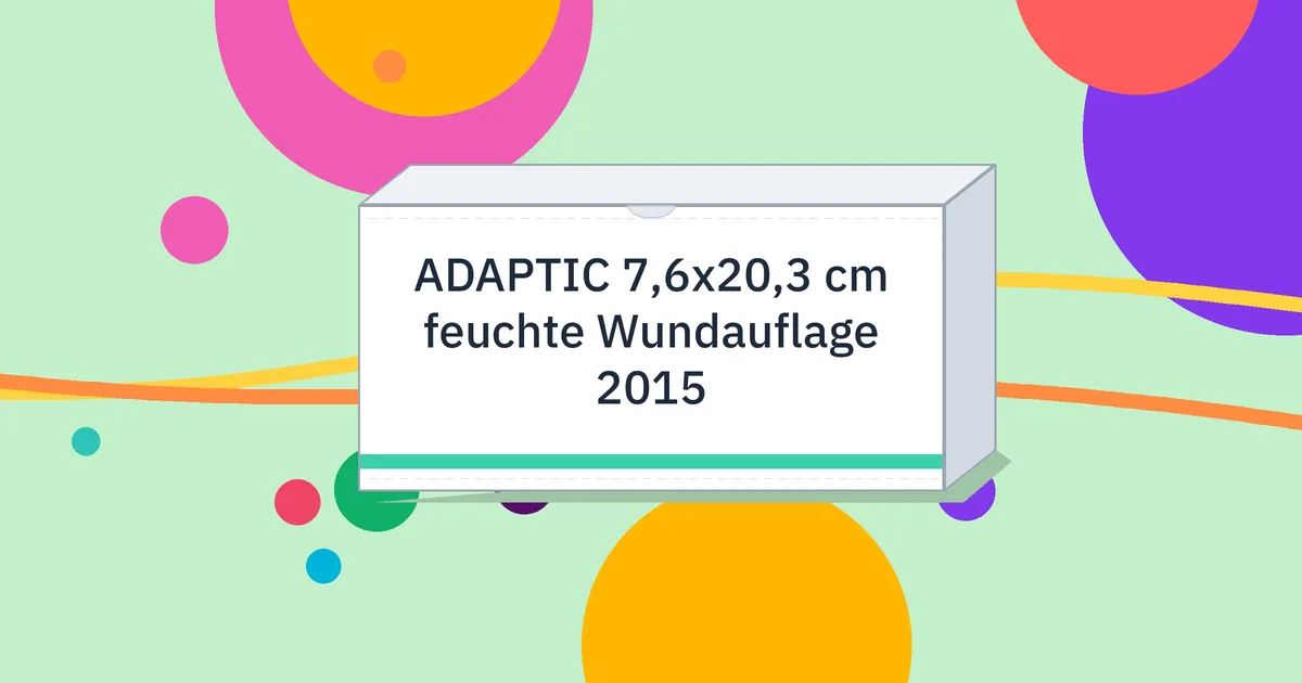 Symbolbild: Packung mit der Aufschrift ADAPTIC 7,6x20,3 cm feuchte Wundauflage 2015 (PZN 18059620) – Verfügbarkeit und Bezug in Apotheken in Frankfurt am Main