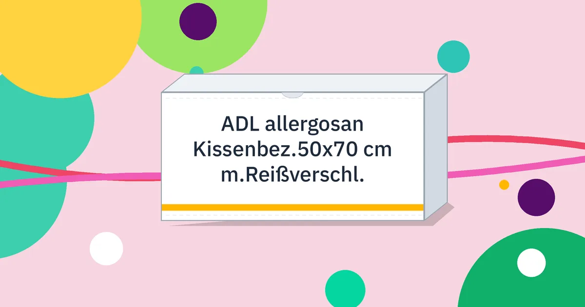 Symbolbild: Packung mit der Aufschrift ADL allergosan Kissenbez.50x70 cm m.Reißverschl. (PZN 08858372) – Verfügbarkeit und Bezug in Apotheken in Frankfurt am Main