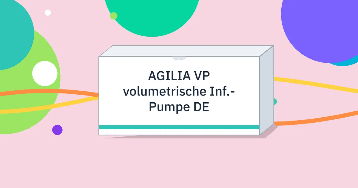 Symbolbild: Packung mit der Aufschrift AGILIA VP volumetrische Inf.-Pumpe DE (PZN 18058750) – Verfügbarkeit und Bezug in Apotheken in Frankfurt am Main