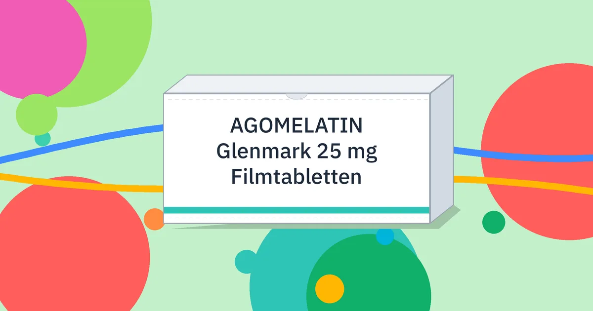Symbolbild: Packung mit der Aufschrift AGOMELATIN Glenmark 25 mg Filmtabletten (PZN 13912576) – Verfügbarkeit und Bezug in Apotheken in Frankfurt am Main
